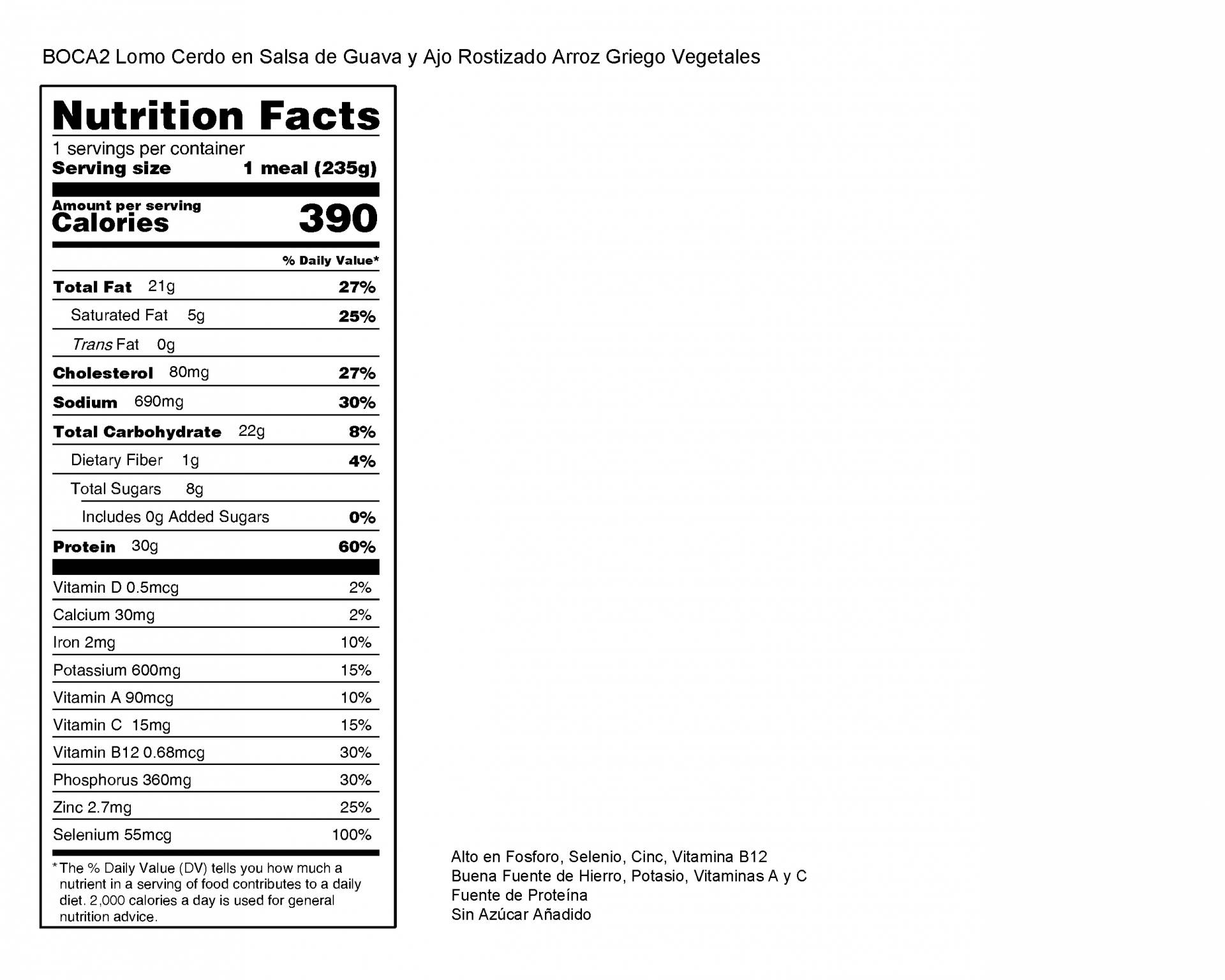 Lomo de cerdo en salsa de guava y ajo rostizado con arroz griego y ...